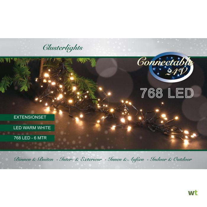 Kerstverlichting Connectable 24v cluster 768 LED / 6 meter LED warmwit ...