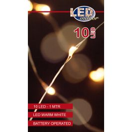 LED Indoor Silberdraht 10 Lichter 1m LED warmweiß 10 cm Leitung inkl ...