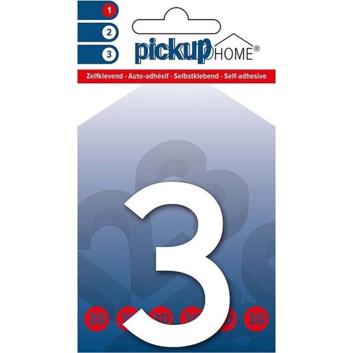 3D Home selbstklebend Sticker pick up weiße Ziffer 3 Pickup