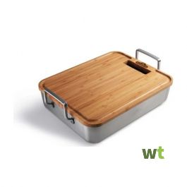 RVS braadslee 40x31x8cm inclusief bamboe snijplank BBQ Napoleon Grills